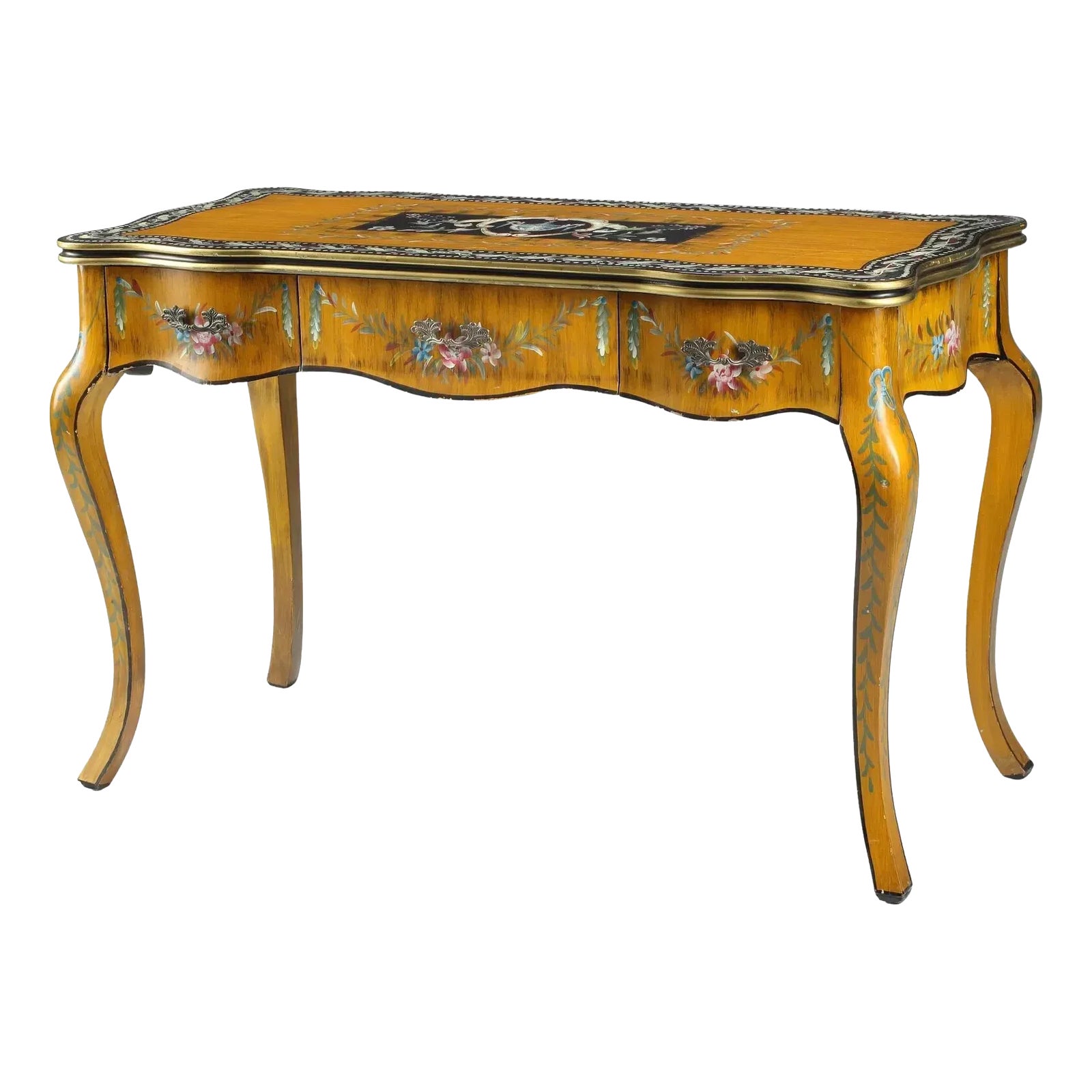 1900s Vintage/ Antique, Adam Style, Paint Decorated, Writing Desk ...