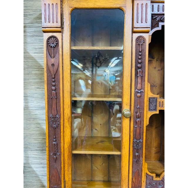 Antique Handcarved Display China Cabinet Display Case | Chairish