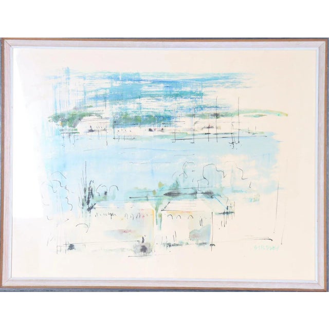 1960s "Bermuda Harbor" Abstract Maritime Watercolor Painting by Birdsey ...