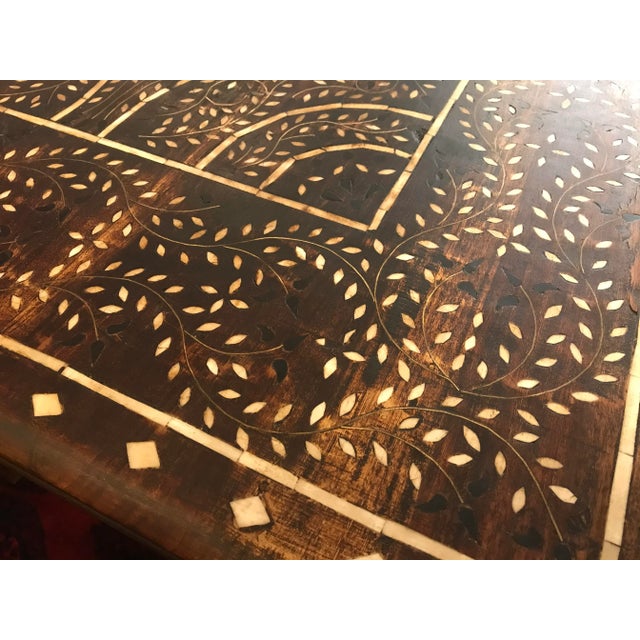 Carved Wood Bone Inlay Hand - Made Large Multi - Use Table | Chairish