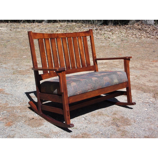 Vintage Mission Style Double Rocking Chair Arts & Crafts Slatback ...