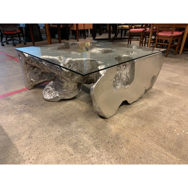Cast Sequoia Silver Finish Coffee Table | Chairish