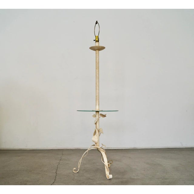 1970's Hollywood Regency Cottagecore Floor Lamp W/ End Table | Chairish