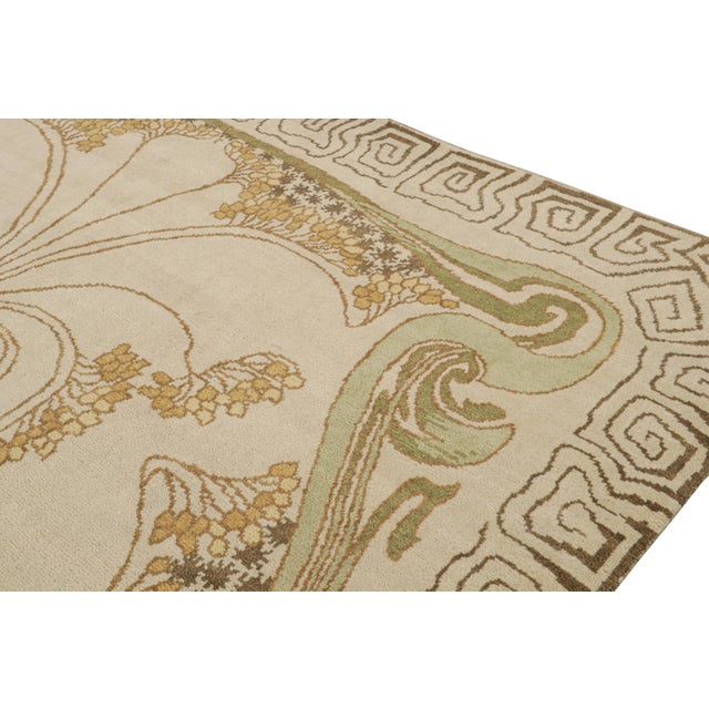 2010s Rug & Kilim’s French Style Art Deco Rug in Cream & Gold Geometric ...