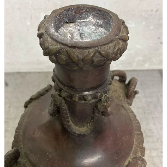 Late 20th Century Heavy Bronze Vase With Unique Design and Ram's Head ...