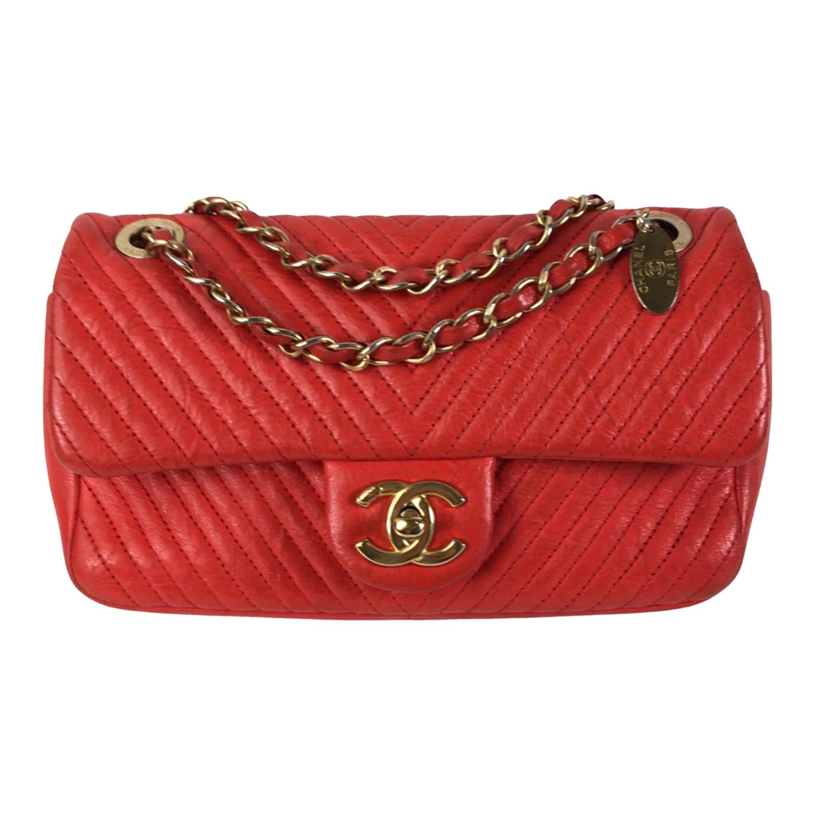 Chanel Medium Wrinkled Calfskin Quilted Chevron Medallion Charm ...
