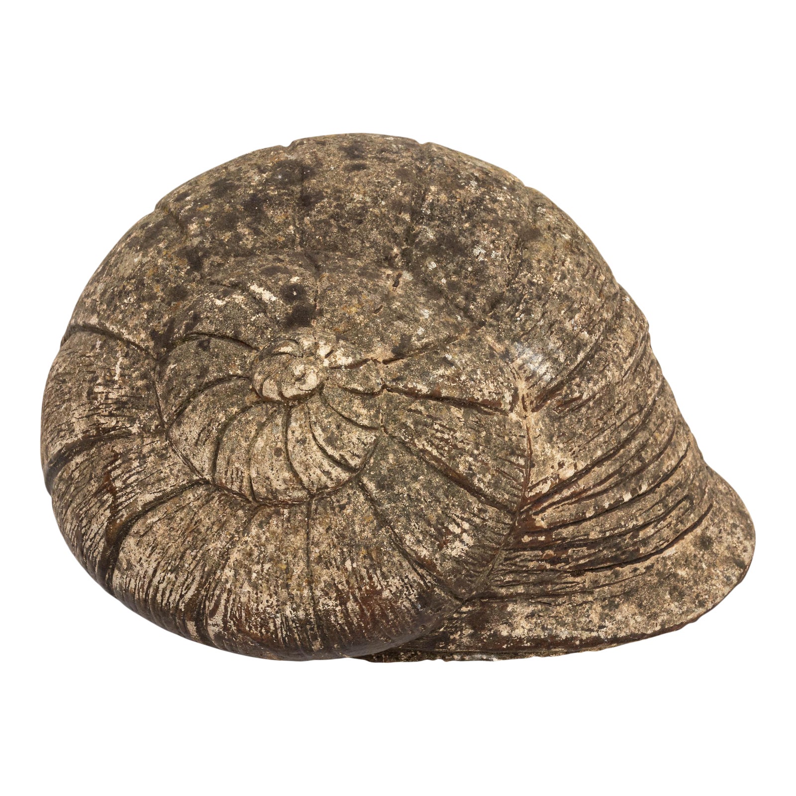 Vintage Cast Stone Snail Shell Garden Ornament | Chairish