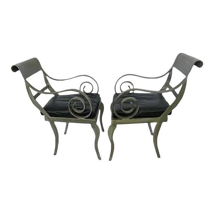 Late 20th Century Pair of Brushed Steel Arm Chairs | Chairish