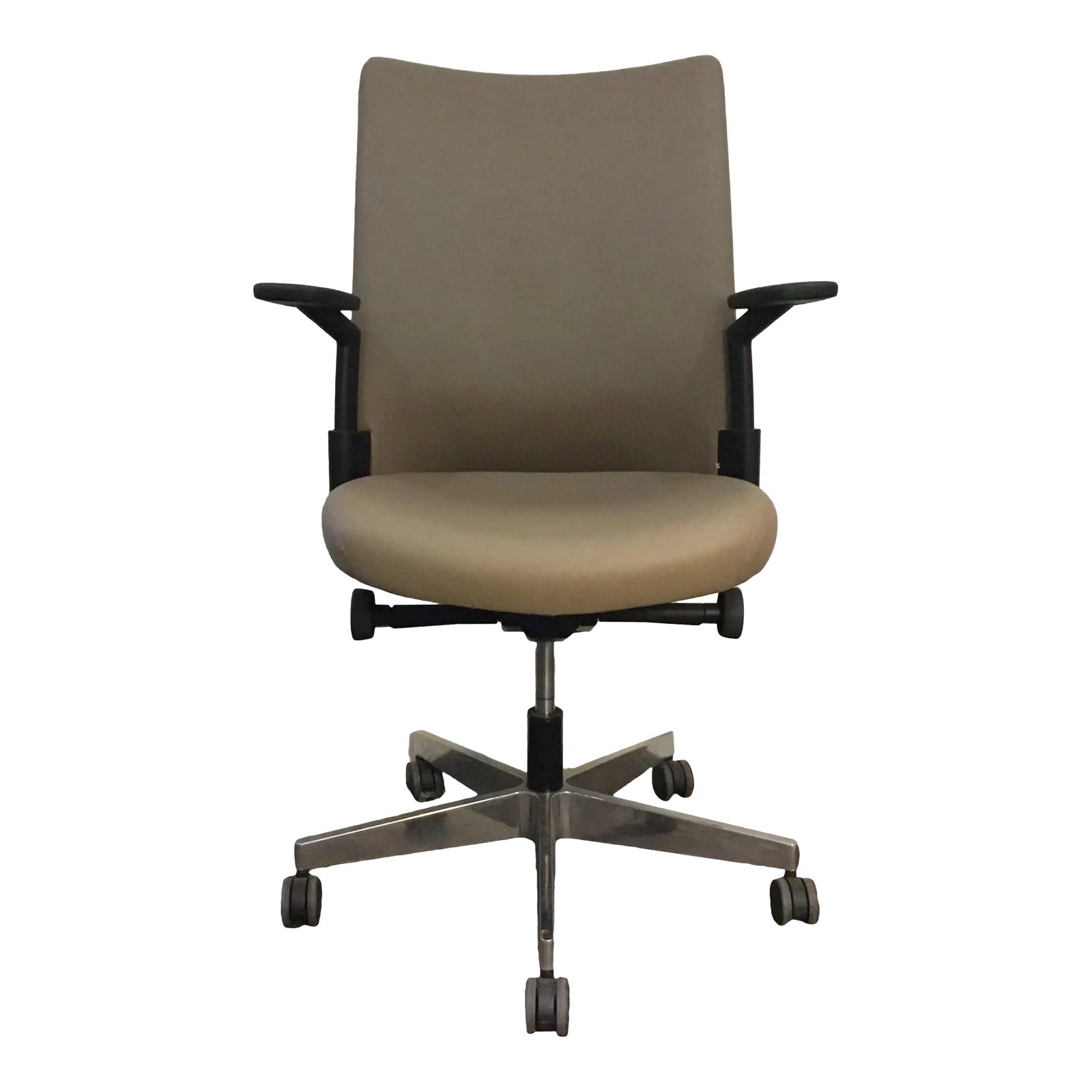 Knoll Remix Modern Office Chair, Faux Leather - Tan/Black | Chairish