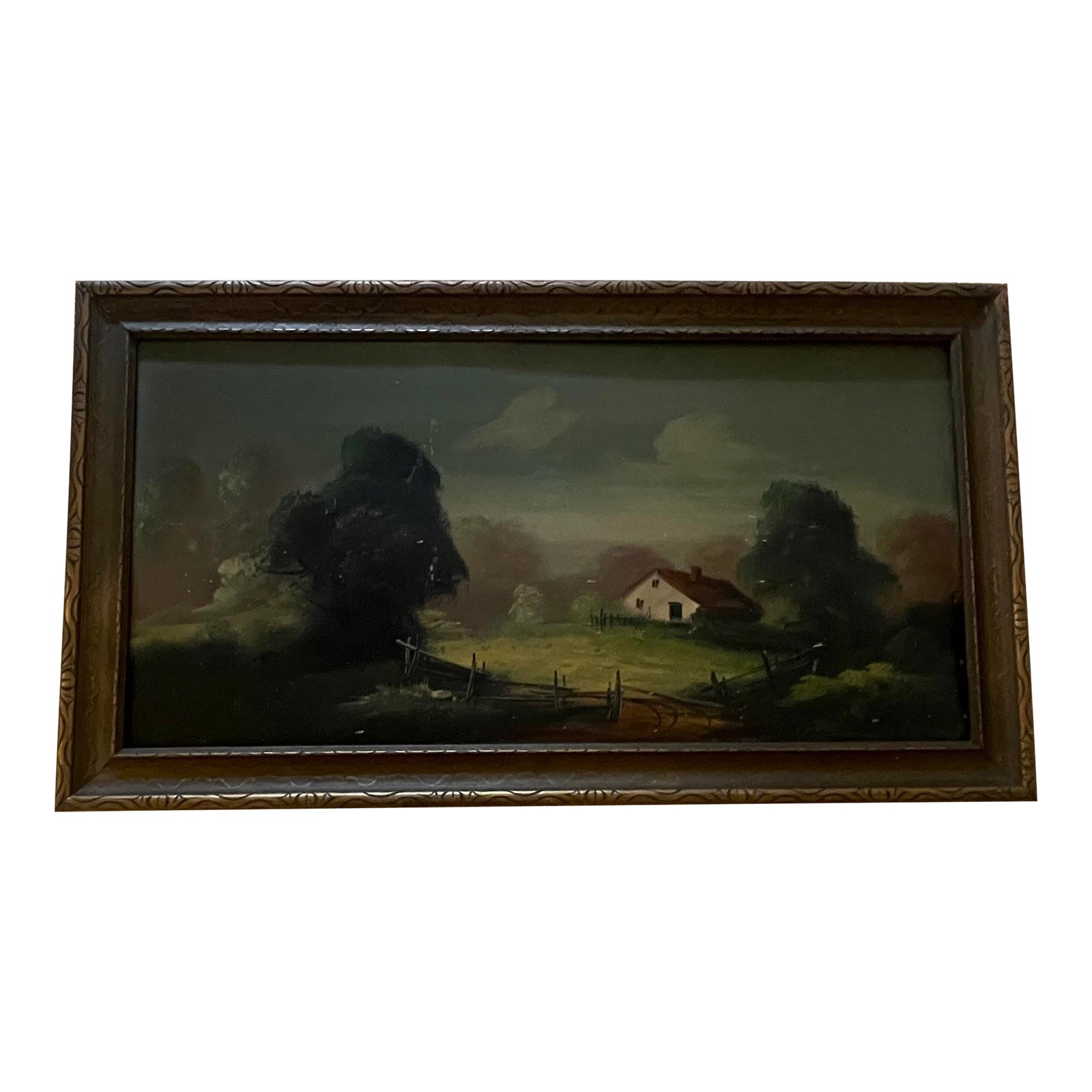 Vintage Framed Board Canvas Landscape Painting Display Fixture Sales Co ...