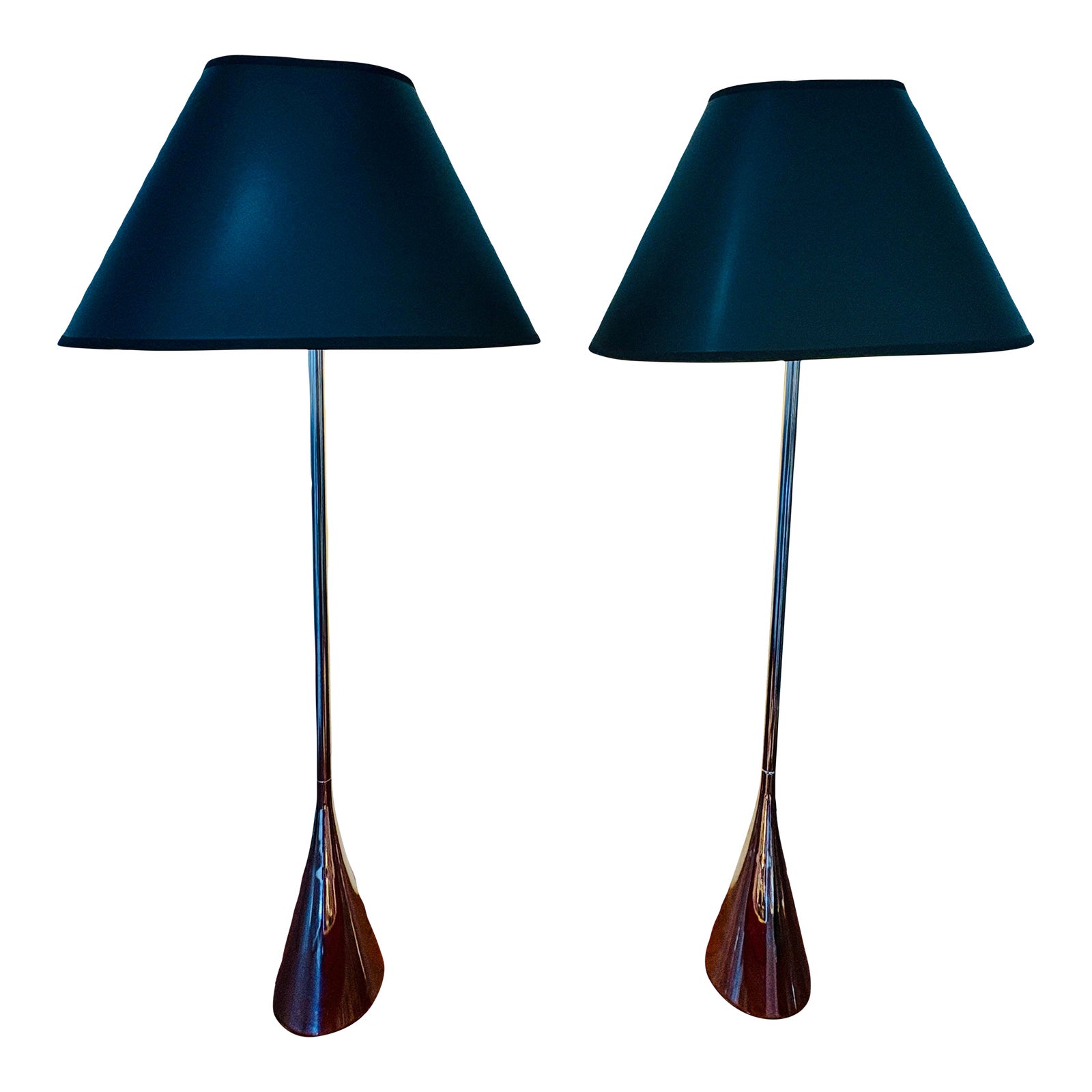 1980s Pascal Mourgue Chrome Table Lamps, Pair | Chairish