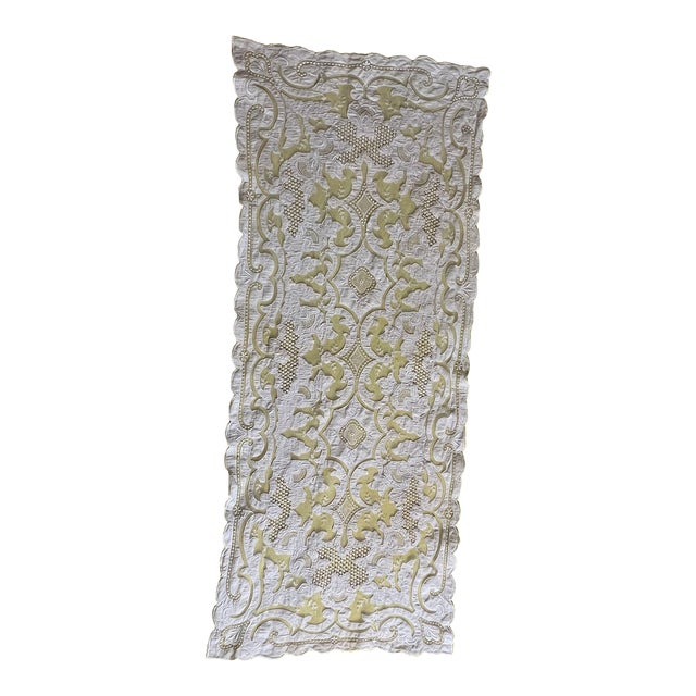 Vintage Linen & Lace Table Runner | Chairish