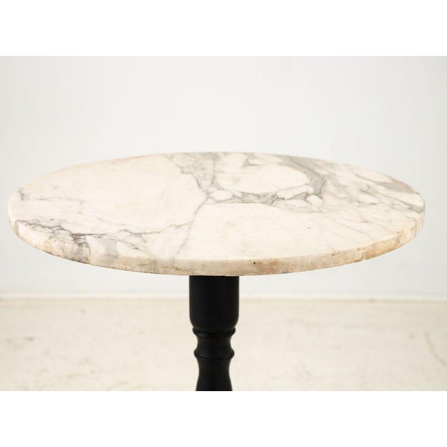 Vintage French Marble Topped Bistro Table With Iron Base | Chairish