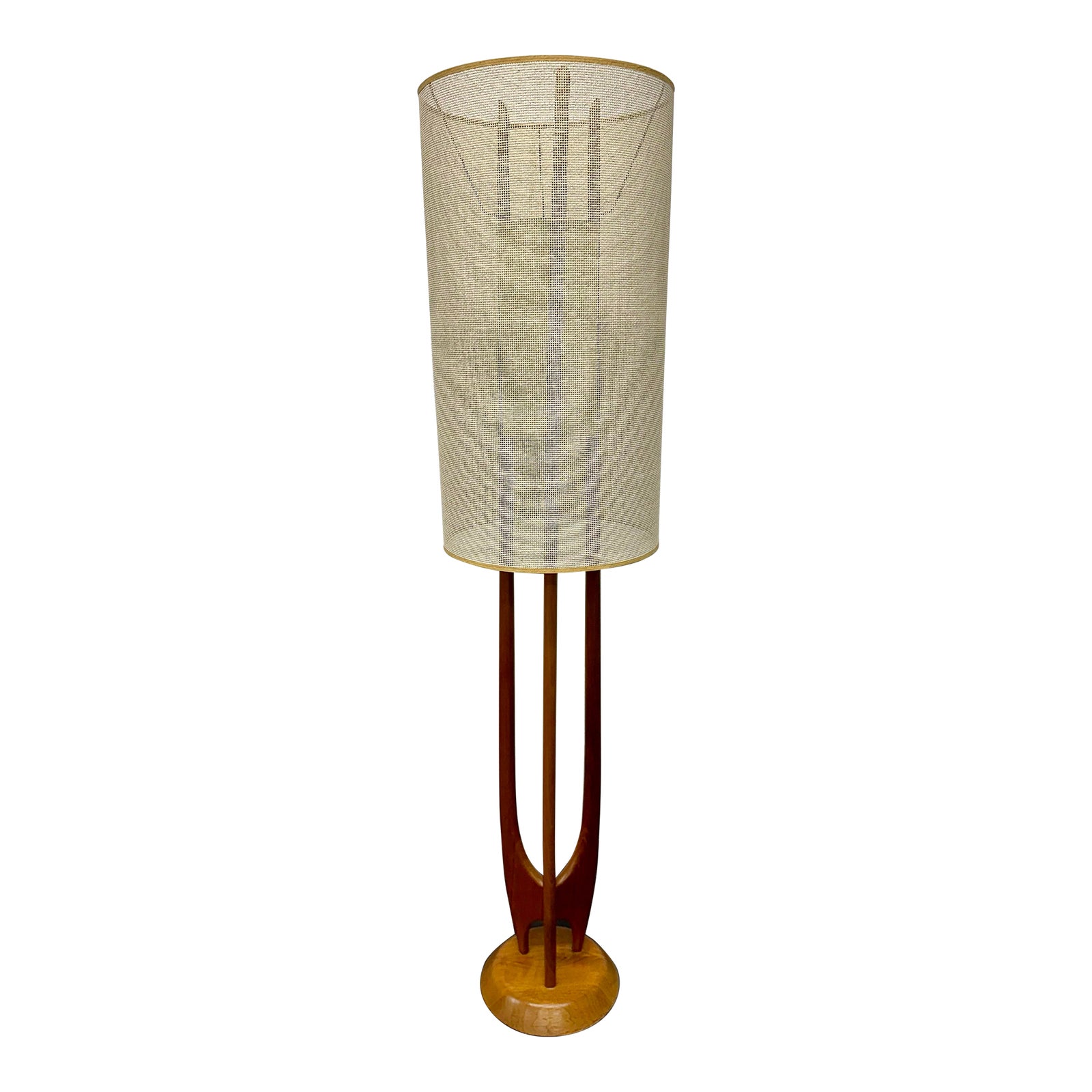 Mid-Century Modern Vh Woolums Walnut and Cane Floor Lamp, 1960’s | Chairish