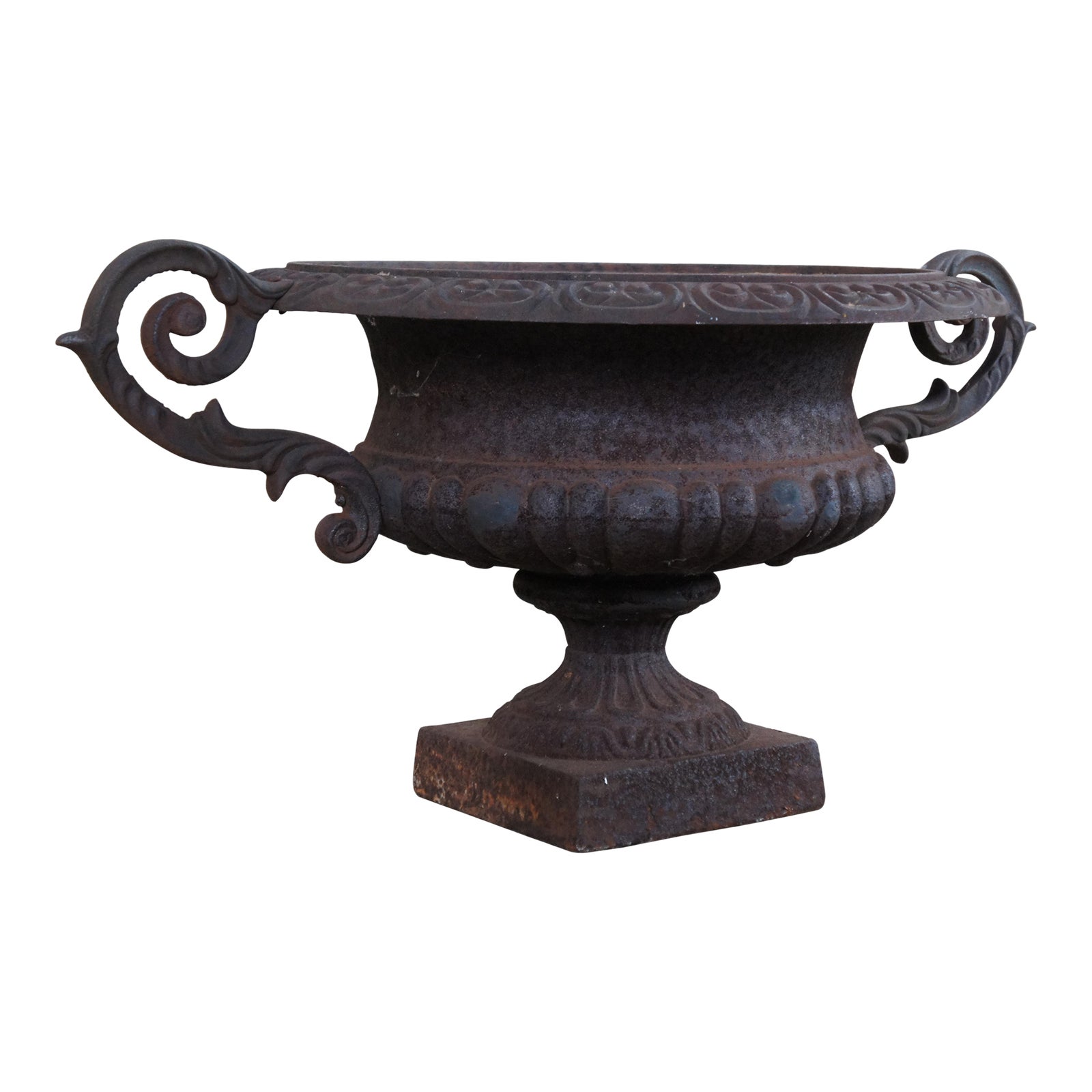 Antique Large Heavy Cast Iron Flower Urn Chairish
