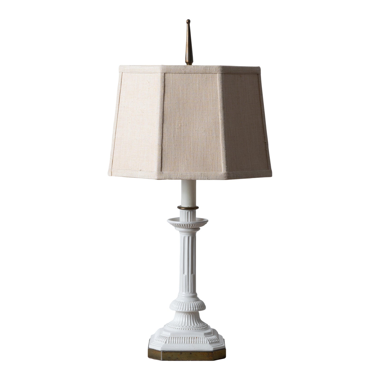 Creamware Column Candle Stick Lamp | Chairish