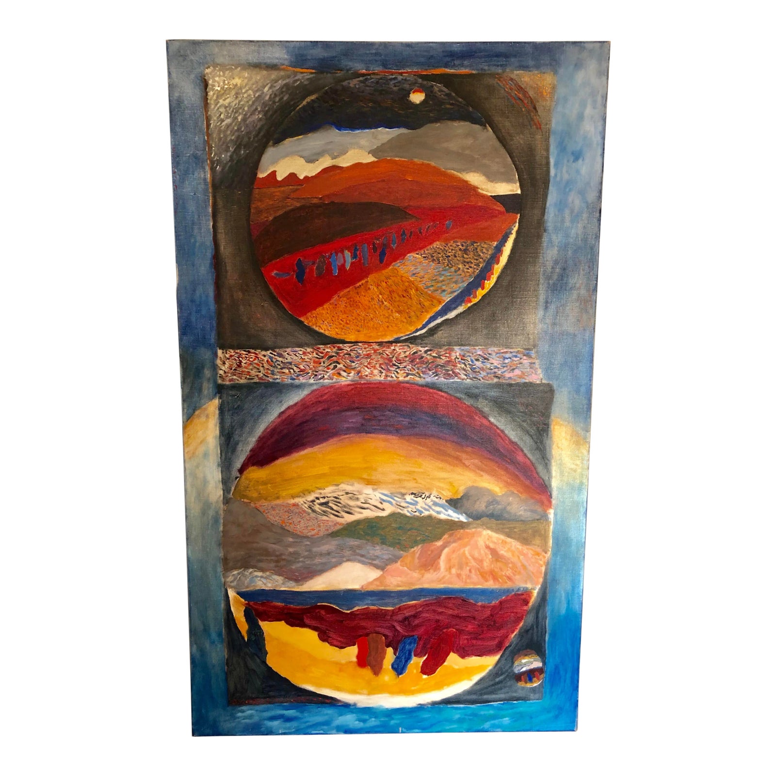 Christopher Lane 'Two Moon Scapes' 1963-64 Oil Painting | Chairish
