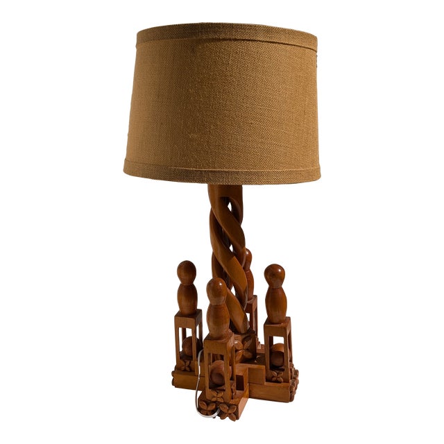 Early 20th Century Folk Art Primitive Tramp Art Handmade Wooden Table ...