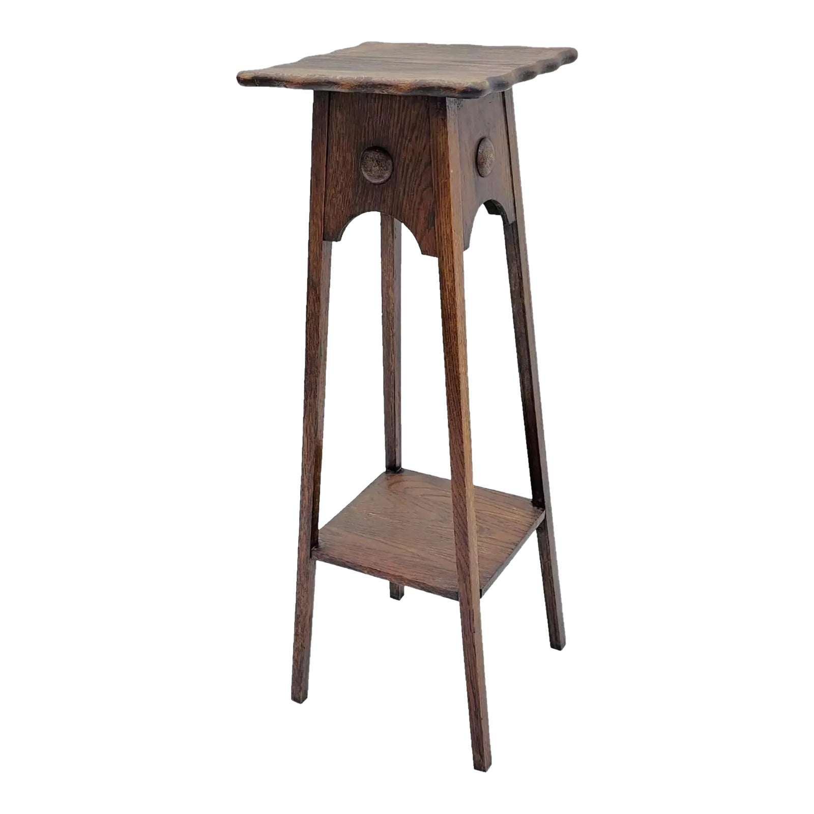Antique 1910s Mission Oak Plant Stand – Arts & Crafts Pedestal Table ...