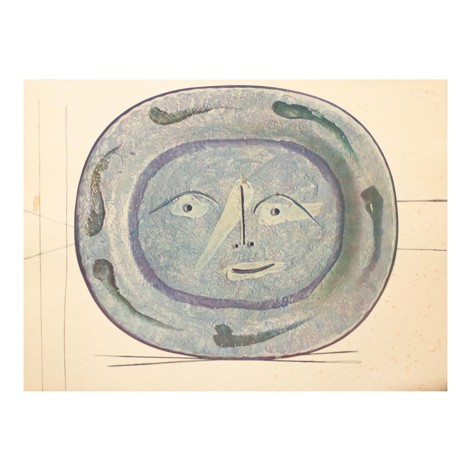 1955 Swiss Photogravure of Pablo Picasso's "Smiling Face" Ceramic Plate ...