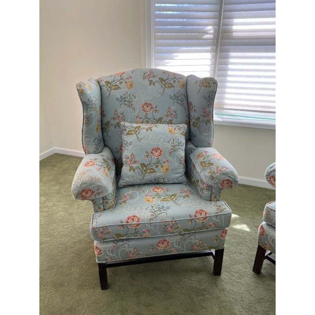 Pair of Chippendale Wingback Chairs | Chairish