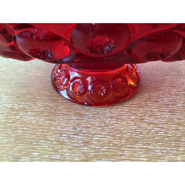 60s Ruby Red Moon and Stars Pressed Glass Banana Boat Fruit Bowl ...