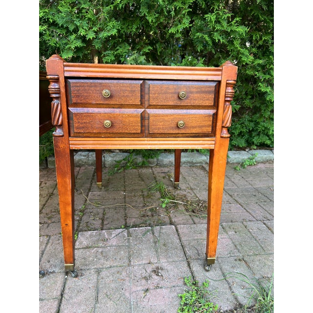 1950s Vintage Leather Top Side Tables - Set of 2 | Chairish