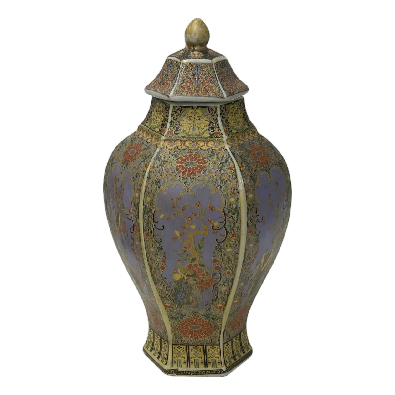 Chinese Porcelain Hexagonal Pagoda Vase With Lid – Floral & Bird Motif ...