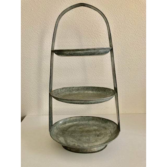 Contemporary Three Tier Metal Serving Stand | Chairish
