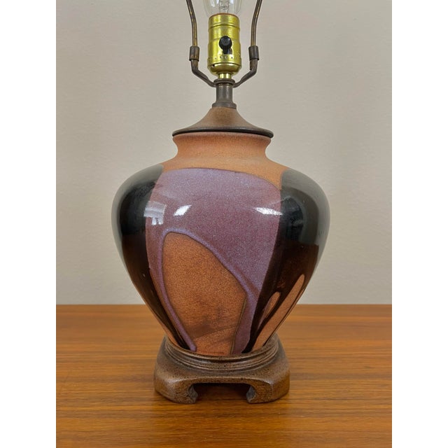 Mid Century Modern Drip Glaze Ceramic Table Lamp | in the Style of ...