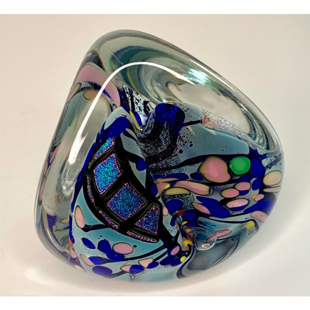 Vintage Rollin Karg Signed Dichroic Art Glass Paper Weight | Chairish