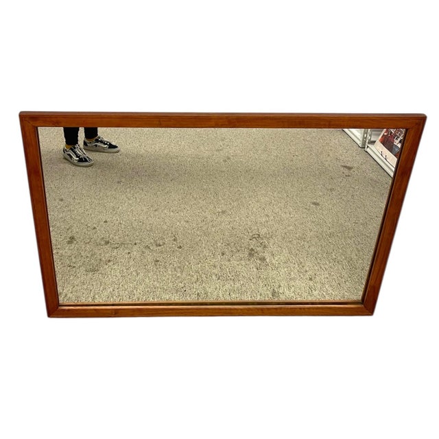 Mid-Century Modern Rectangular Wall Mirror With Wood Frame | Chairish