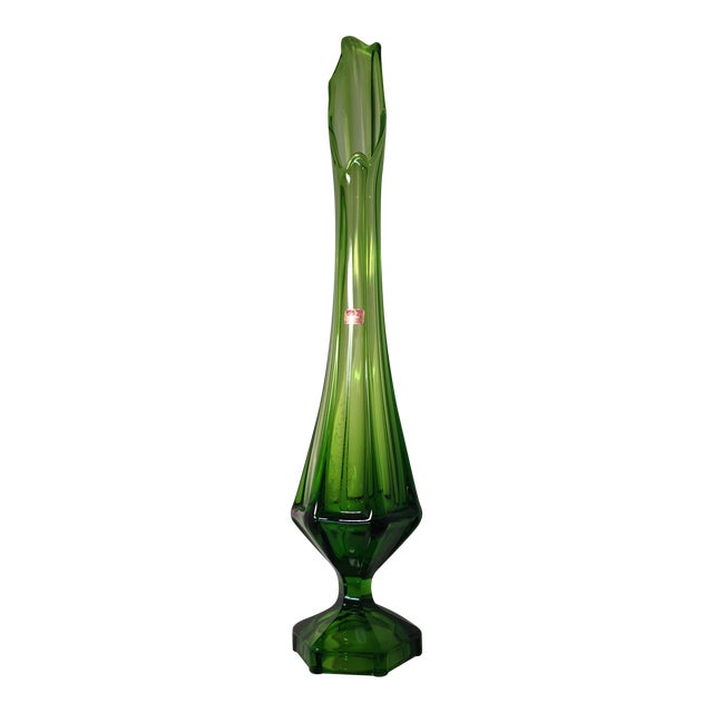 Viking Green Swung Glass Vase Chairish
