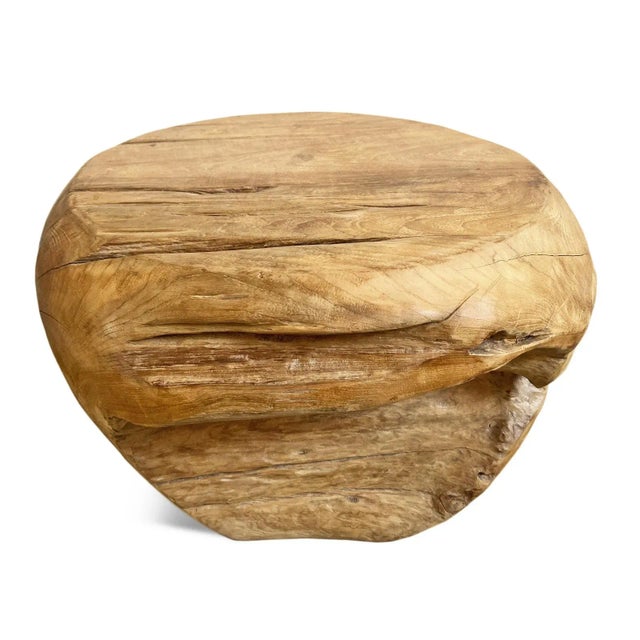 Raw Teak Root Ball Stool | Chairish