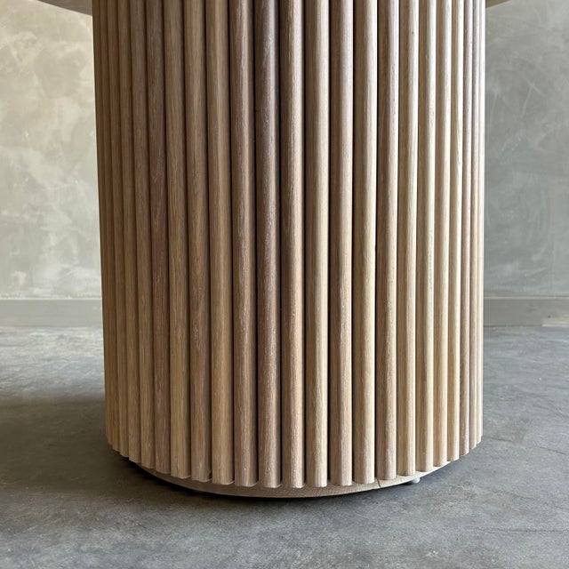 Custom White Oak Reeded Base Dining Table | Chairish