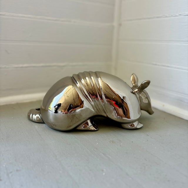 1960s Vintage Jaru Silver Ceramic Armadillo Sculpture | Chairish