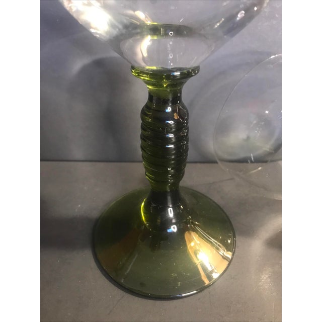 Set Of 3 Green Stemmed Roemer Style Wine Glasses Circa 1960 Chairish