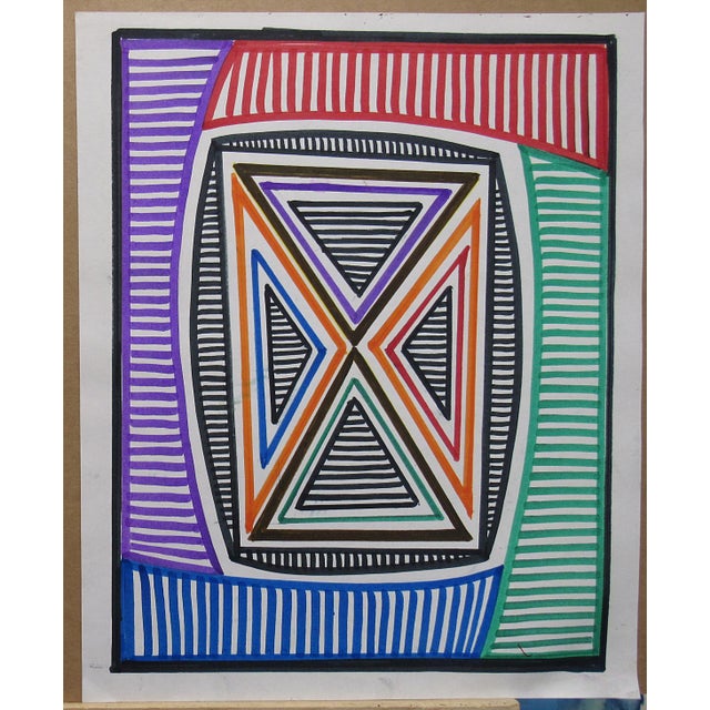 Mid 20th Century Geometric Abstract Marker Drawing by Achillo Sullo ...