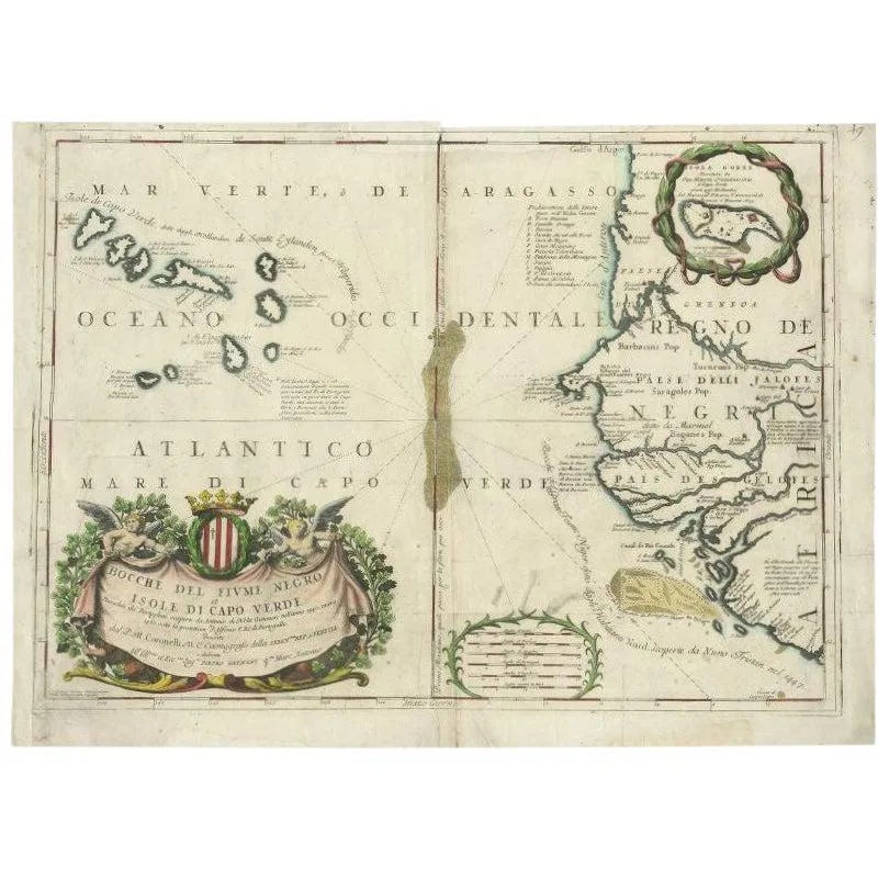 Antique Map of the Cape Verde Islands and Part of Senegal in West ...