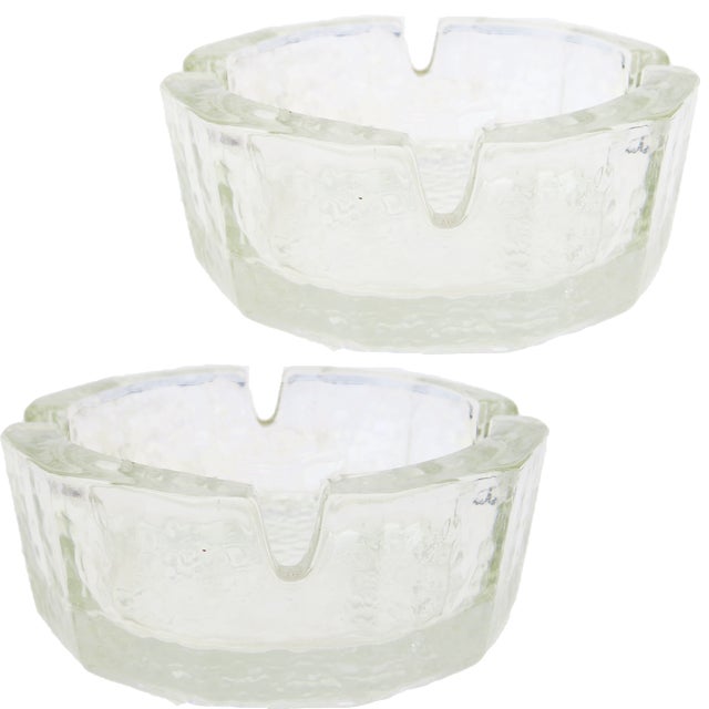Midcentury Heavy Pebble Glass Ashtrays / Catchalls, Pair | Chairish