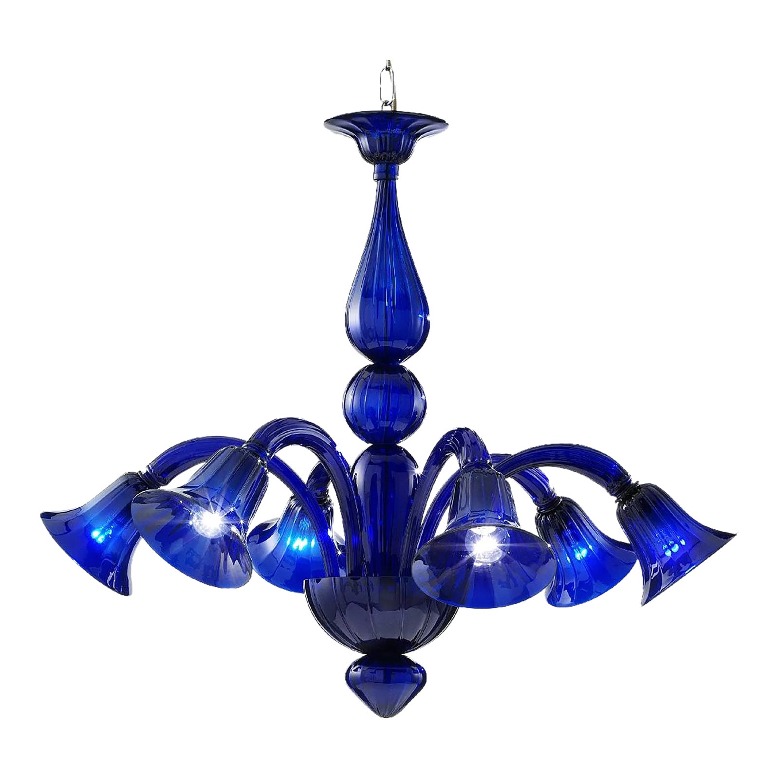 Contemporary Translucent Azzurre Murano Style Glass Chandelier | Chairish