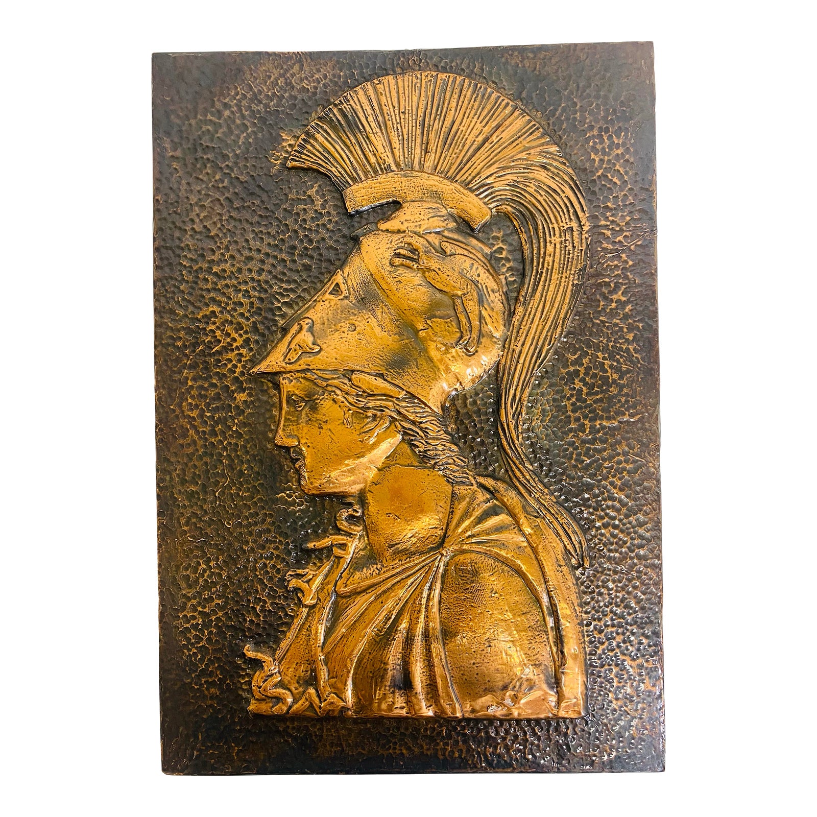 Mid-Century Vintage Hand Hammered Copper Greco Roman Wall Plaque | Chairish