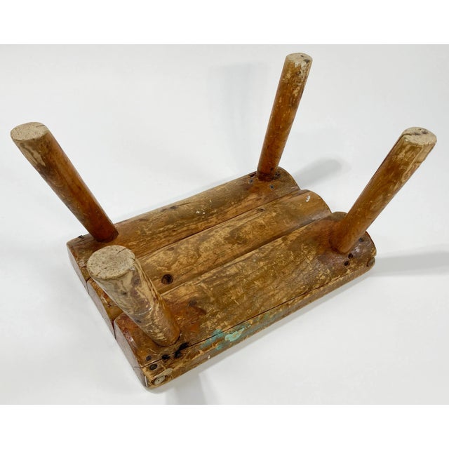 Vintage Primitive Split Wood Log Stool | Chairish