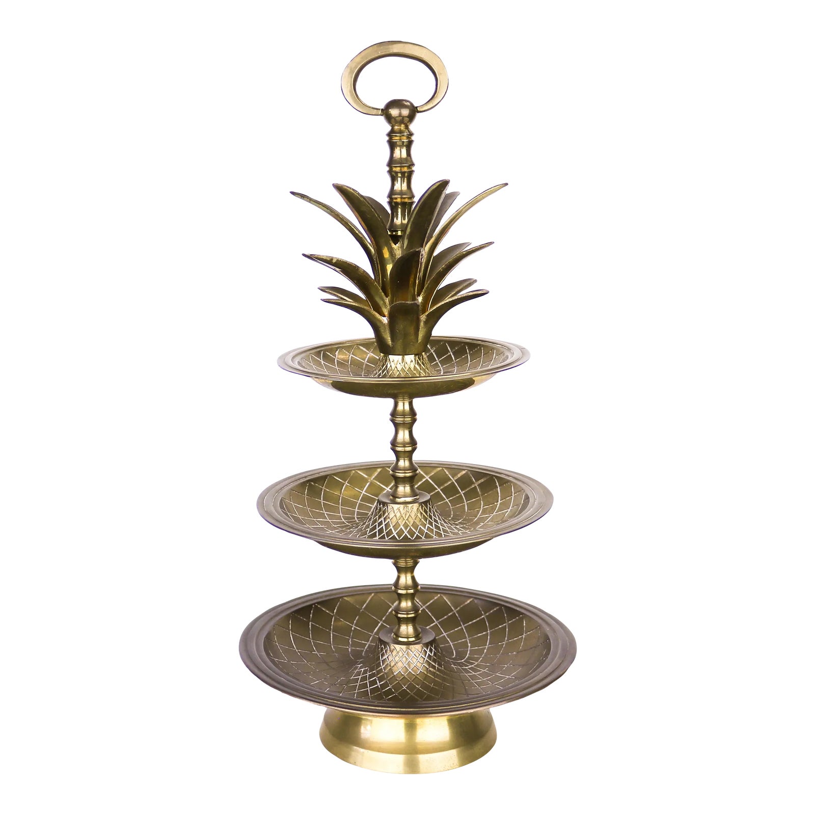 Vintage Brass 3 Tier Pineapple Tray Display Stand | Chairish