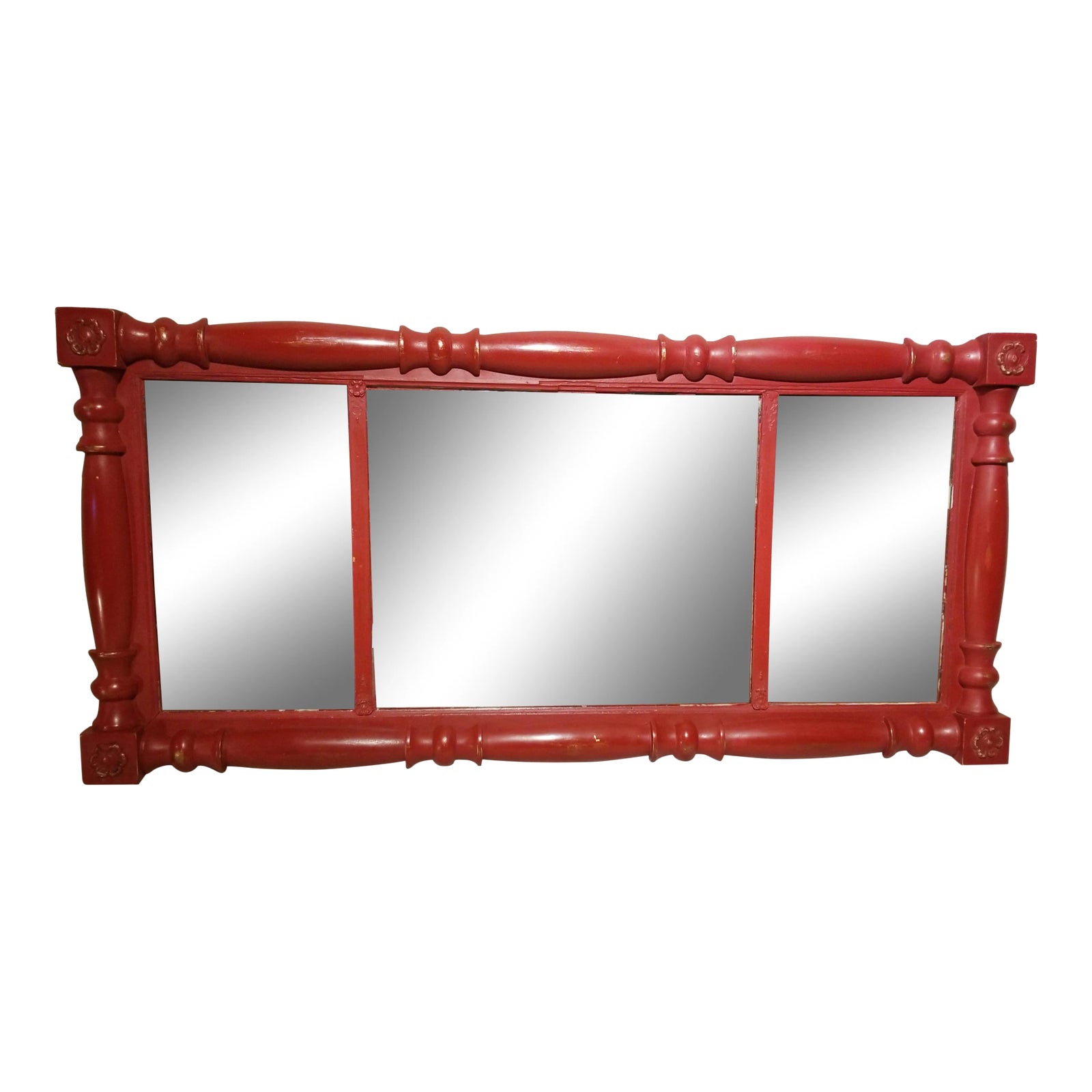 Federal Style Red Painted Mirror | Chairish