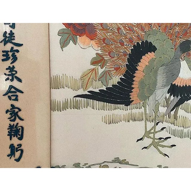 Vintage Silk Embroidered Wall Hangings With Exotic Bird and Flora Motif ...