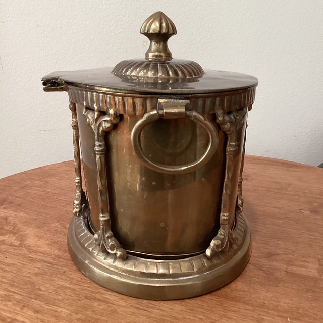 Mid 20th Century Vintage Brass Biscuit Tin With Lid and Handles | Chairish