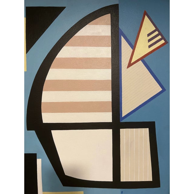 Modern Abstract Acrylic Painting on Canvas Panel, Concrete Composition ...