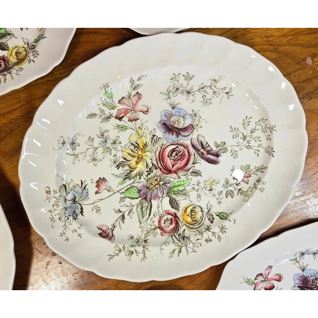 Vintage Set of Spring Flowers Ironstone Plates - Set of 8 | Chairish