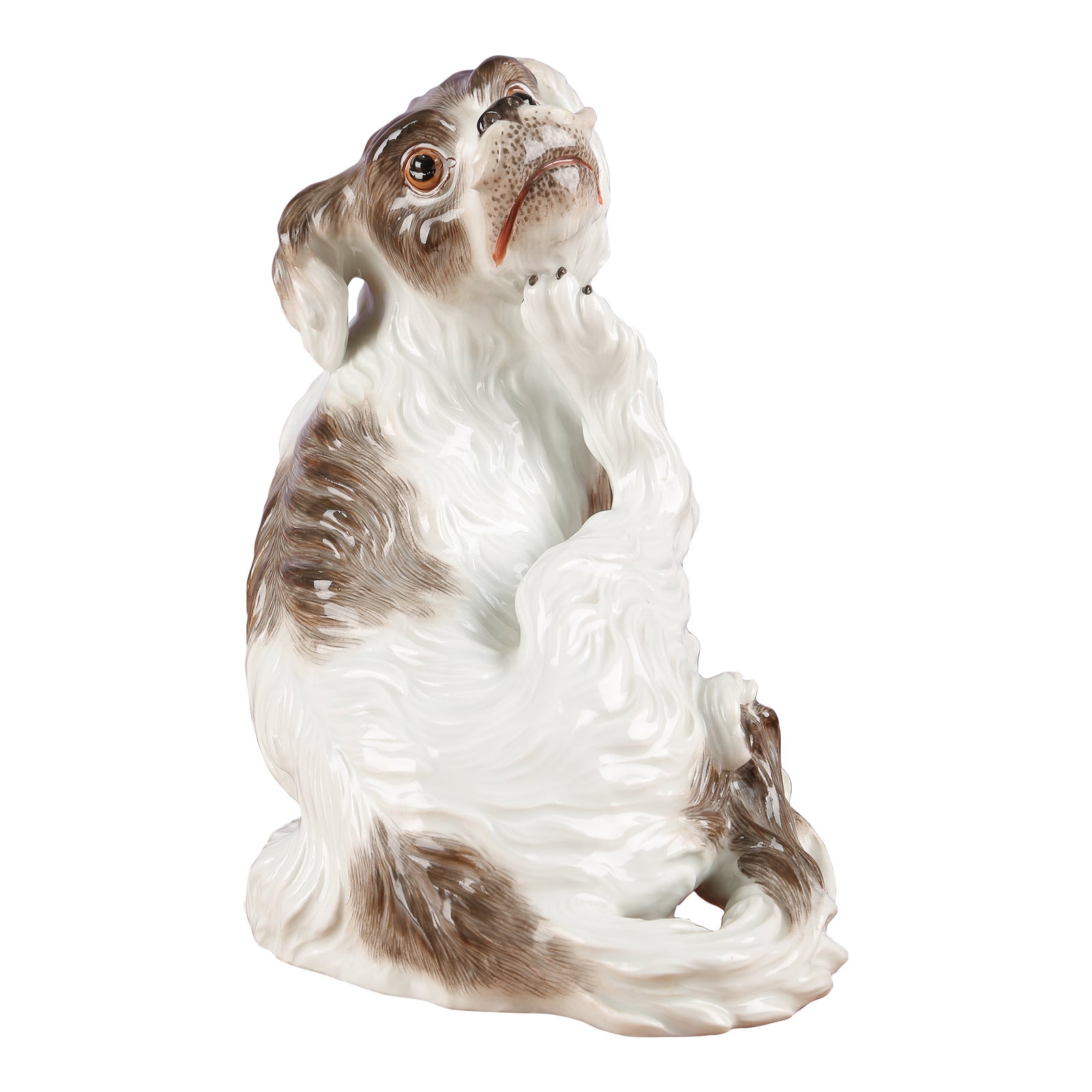 1980s Meissen Porcelain Spaniel Dog, Scratching Itself | Chairish